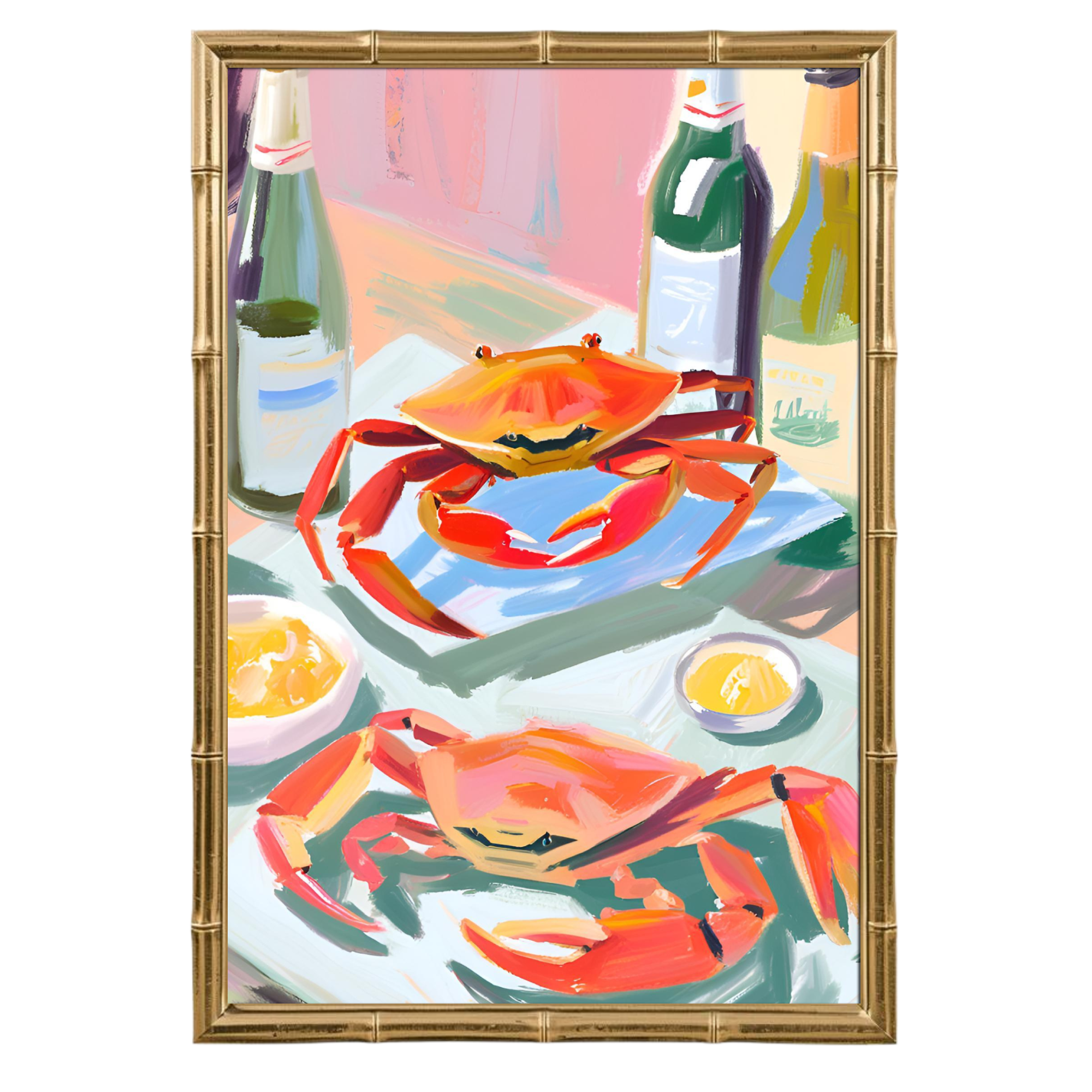 Coastal Wall Art : CRABS & BOTTLE PRINT , Coastal Kitchen , Coastal De ...